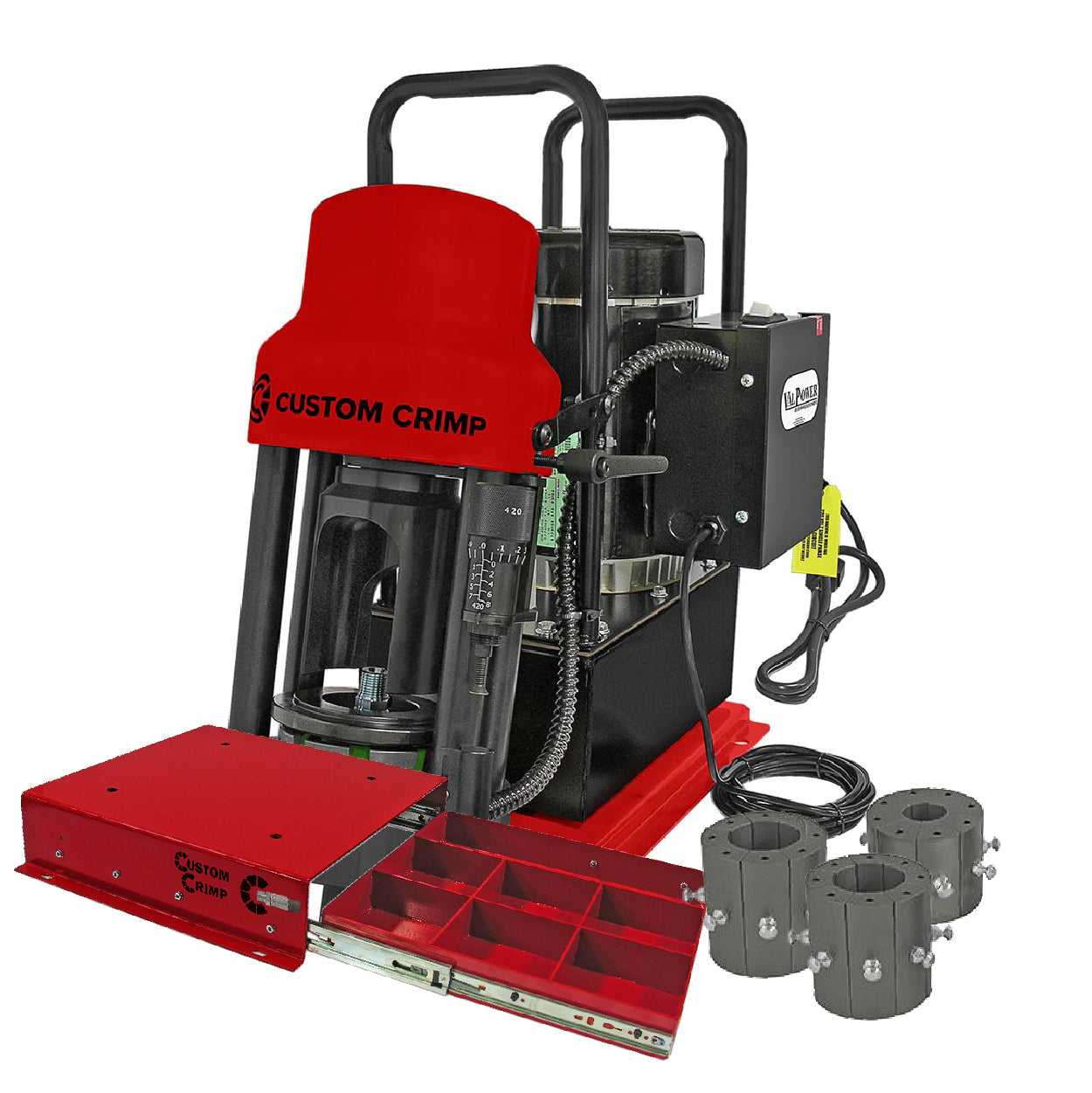 Crimpadora Marca Custom Crimp,Capacidad de prensar desde ¼” hasta 1-1/