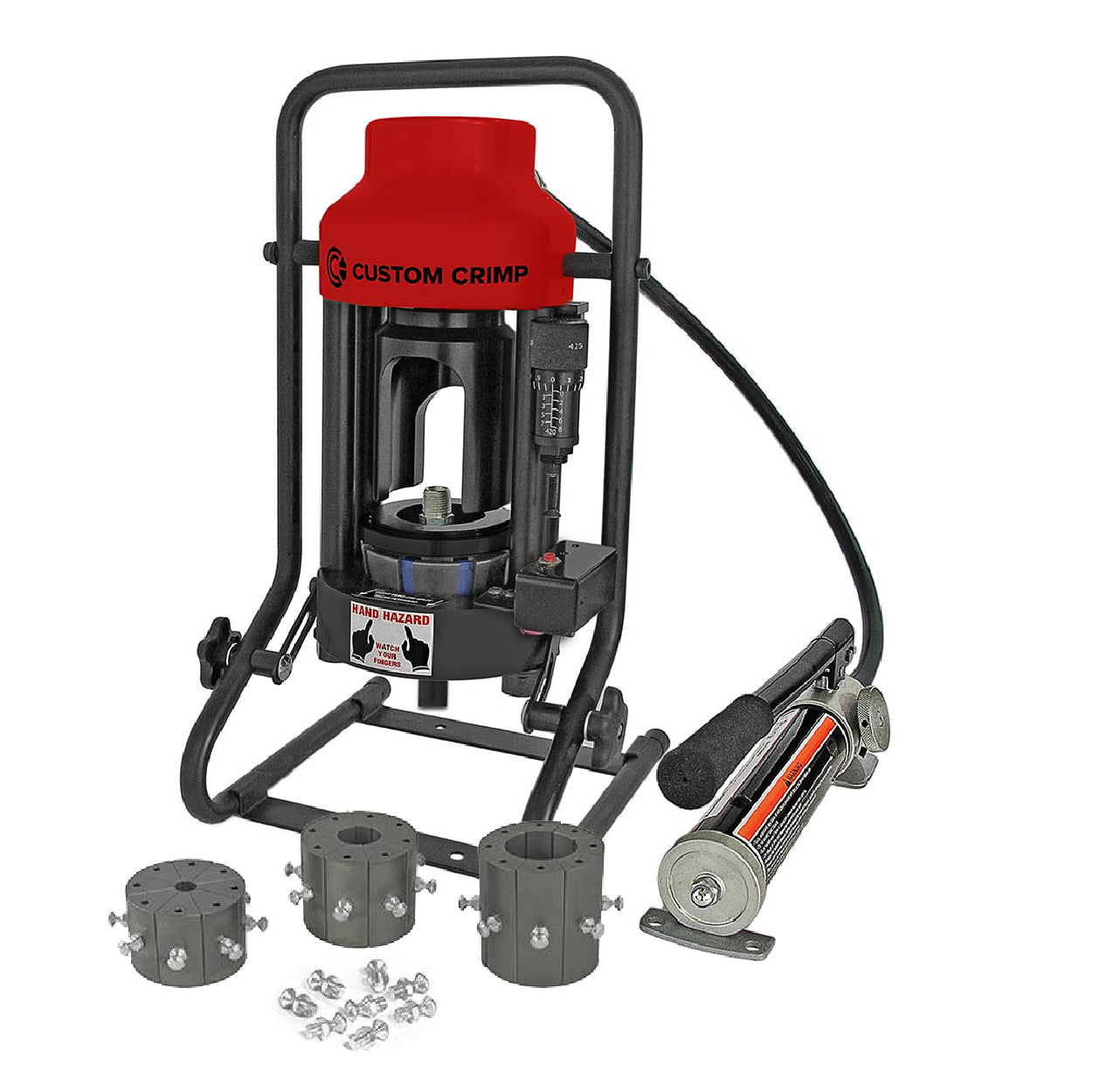 Crimpadora Marca Custom Crimp, con bomba manual, capacidad de prensado