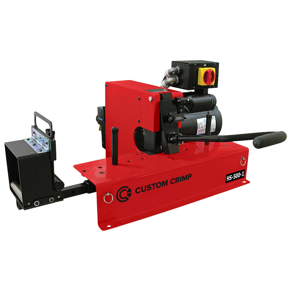 Cortadora de Mangueras Marca Custom Crimp,- con motor de 5hp 230V AC,